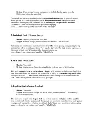DIFFERENT SPECIES OF SNAILS AND THE REGION THEY ARE FOUND..docx