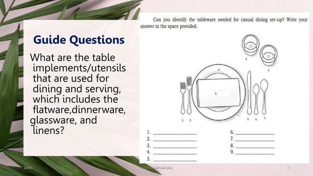 TABLE SET UP AND DIFFERENT TABLE GUIDELINES.pptx | Food & Drink