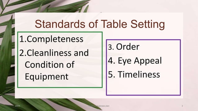 TABLE SET UP AND DIFFERENT TABLE GUIDELINES.pptx | Food & Drink