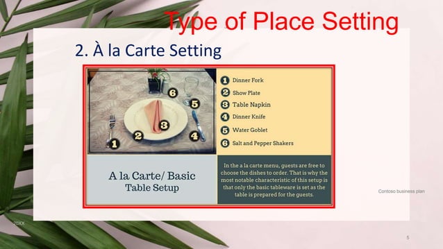 TABLE SET UP AND DIFFERENT TABLE GUIDELINES.pptx | Food & Drink
