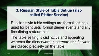 Different Styles of Table Set up in food bs | PPTX