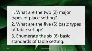 Different Styles of Table Set up in food bs | PPTX