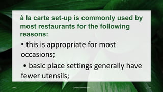 Different Styles of Table Set up in food bs | PPTX