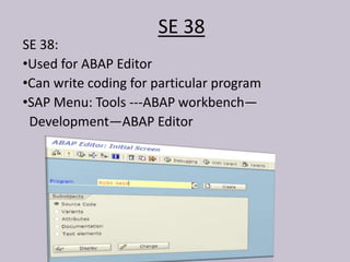 Different termininologies & transaction codes used_in_sap | PPTX