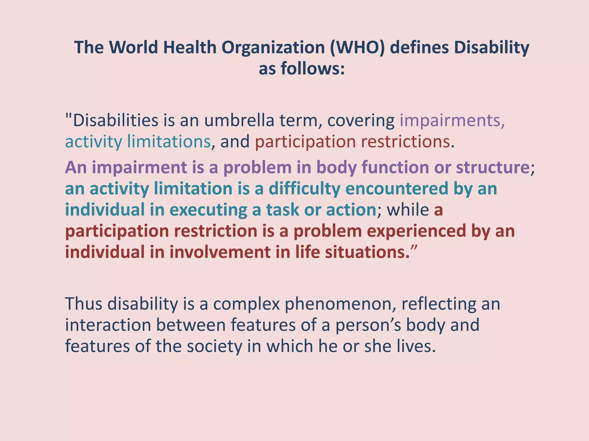 Different terms disabled, impairment, handicapped | PPTX