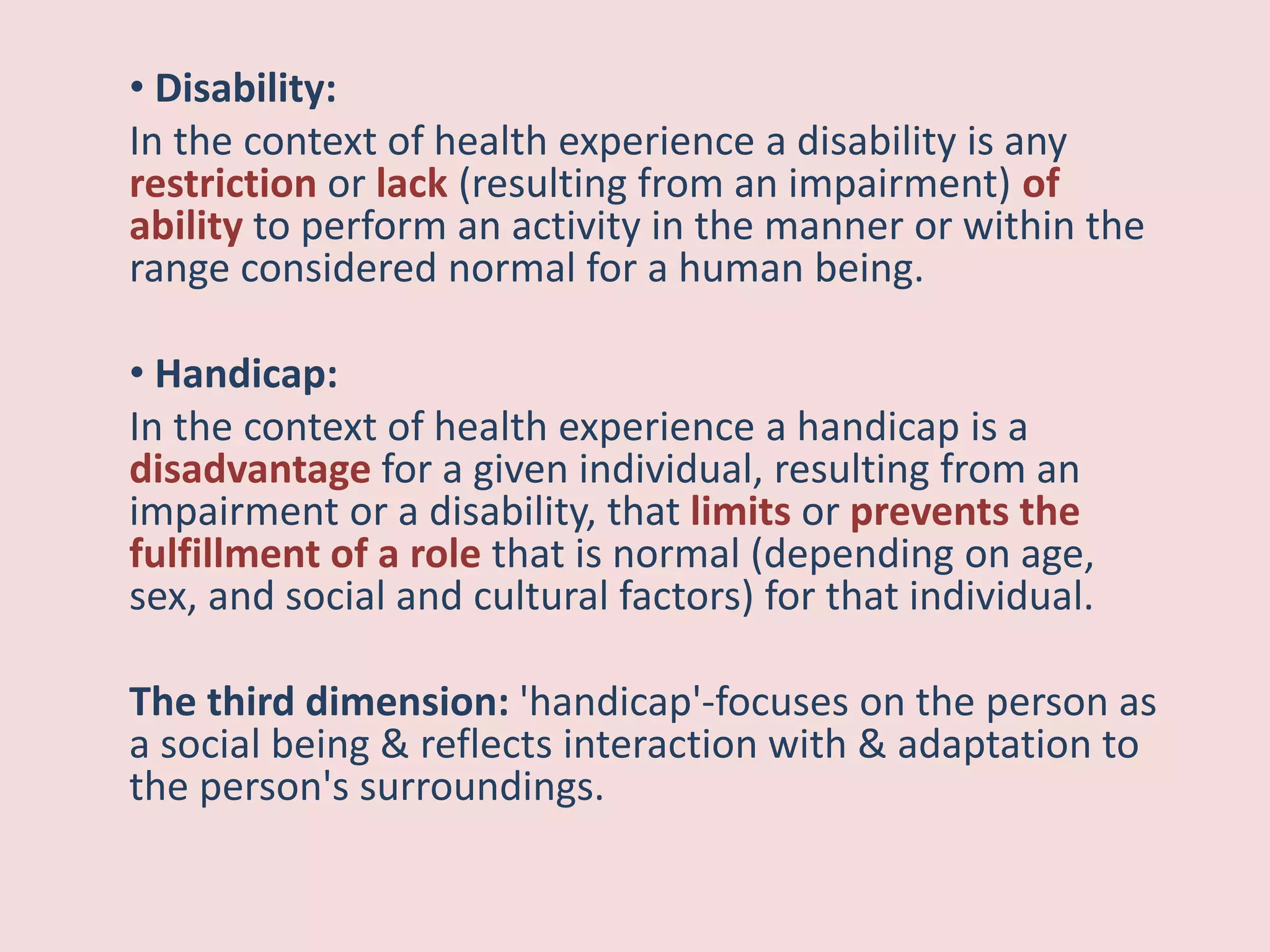 Different terms disabled, impairment, handicapped | PPTX