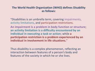Different terms disabled, impairment, handicapped | PPTX