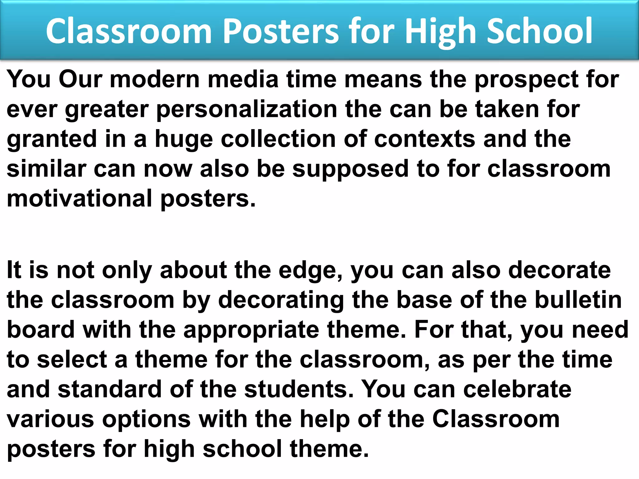 Different type classroom posters for high school | PPTX