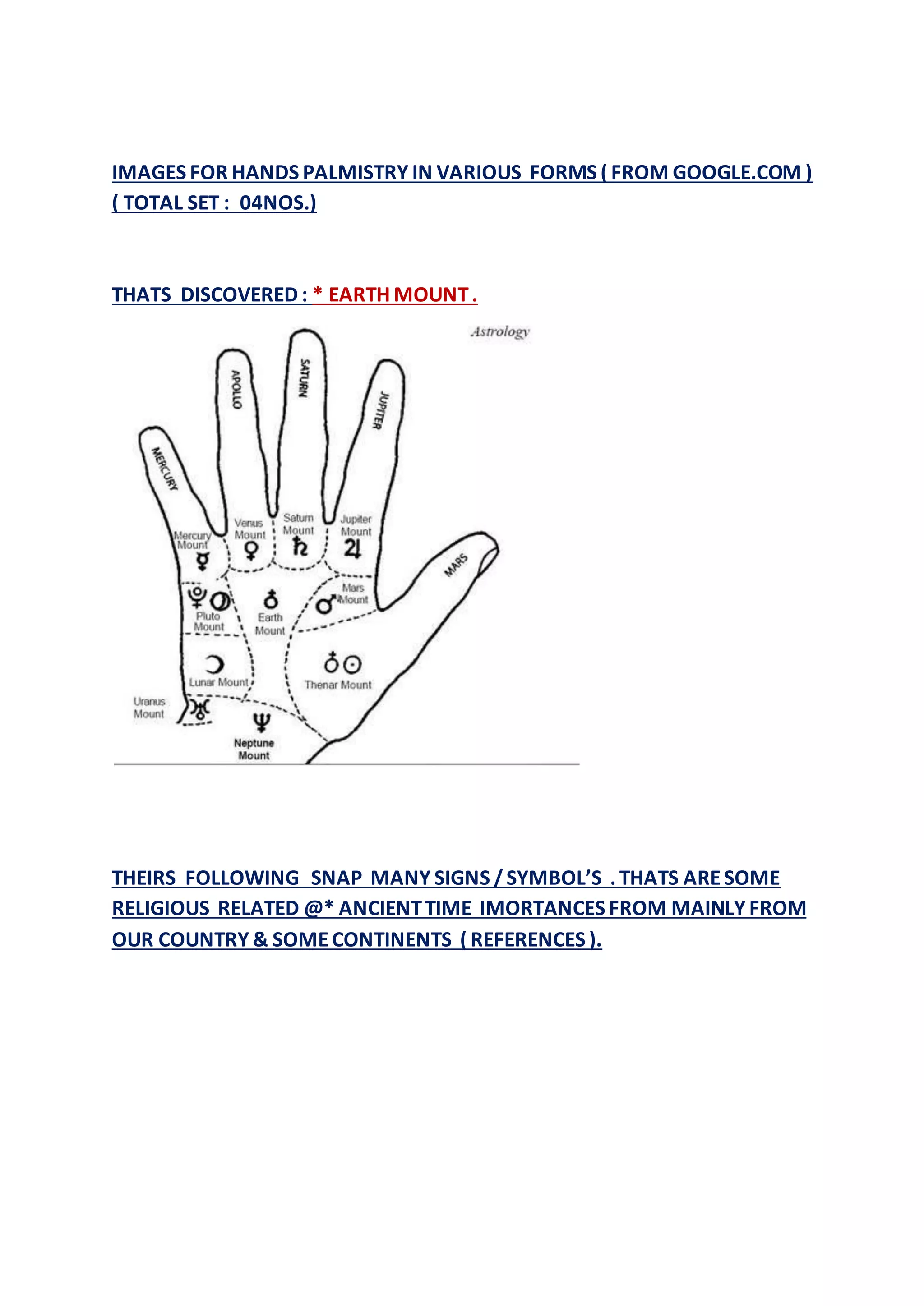 Different type hand related snaps for astrology with signs & symbols ...