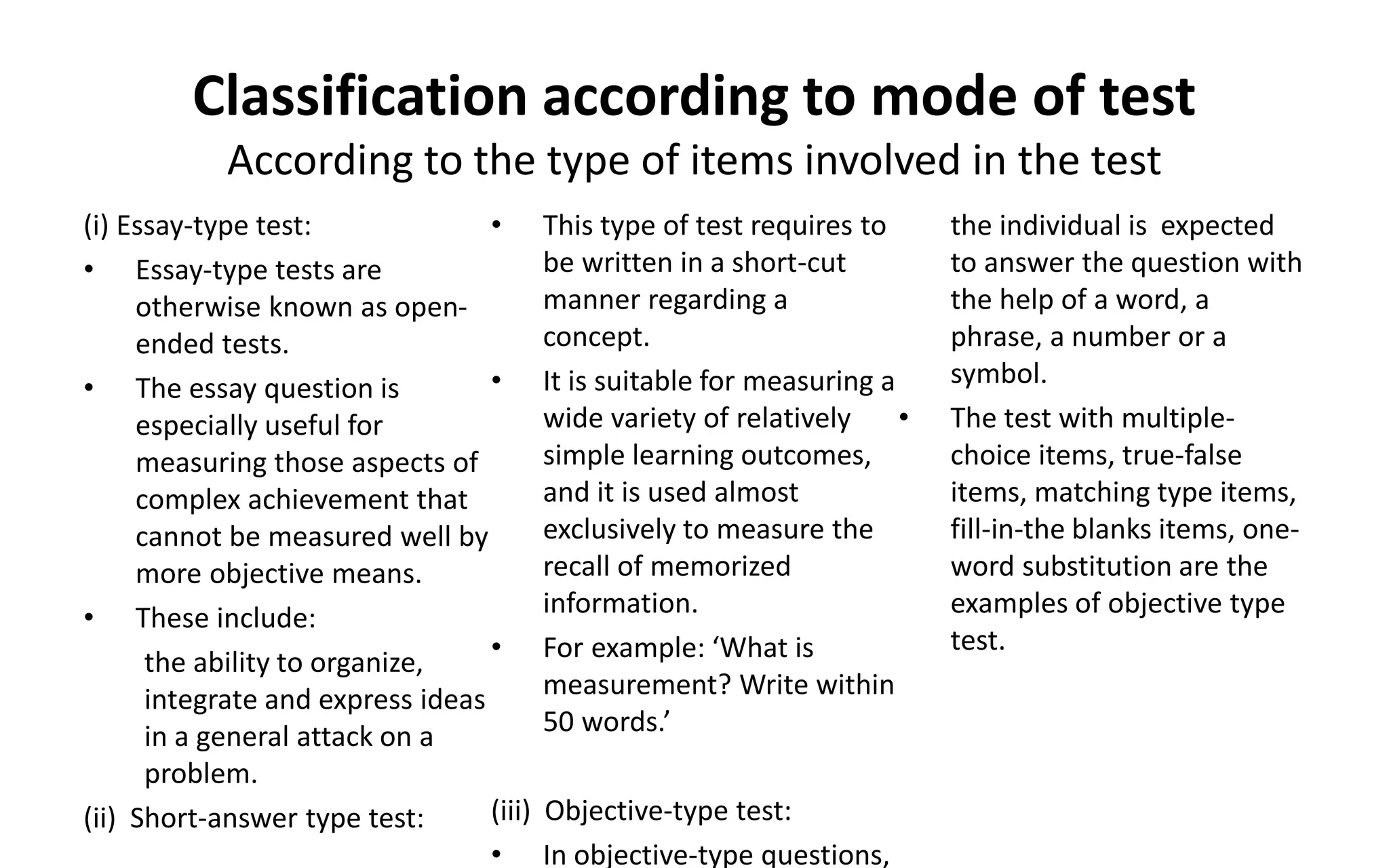 DIFFERENT TYPE OF EDUCATIONAL MEASUREMENT AND EVALUATION TOOLS AND ...