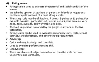 DIFFERENT TYPE OF EDUCATIONAL MEASUREMENT AND EVALUATION TOOLS AND ...