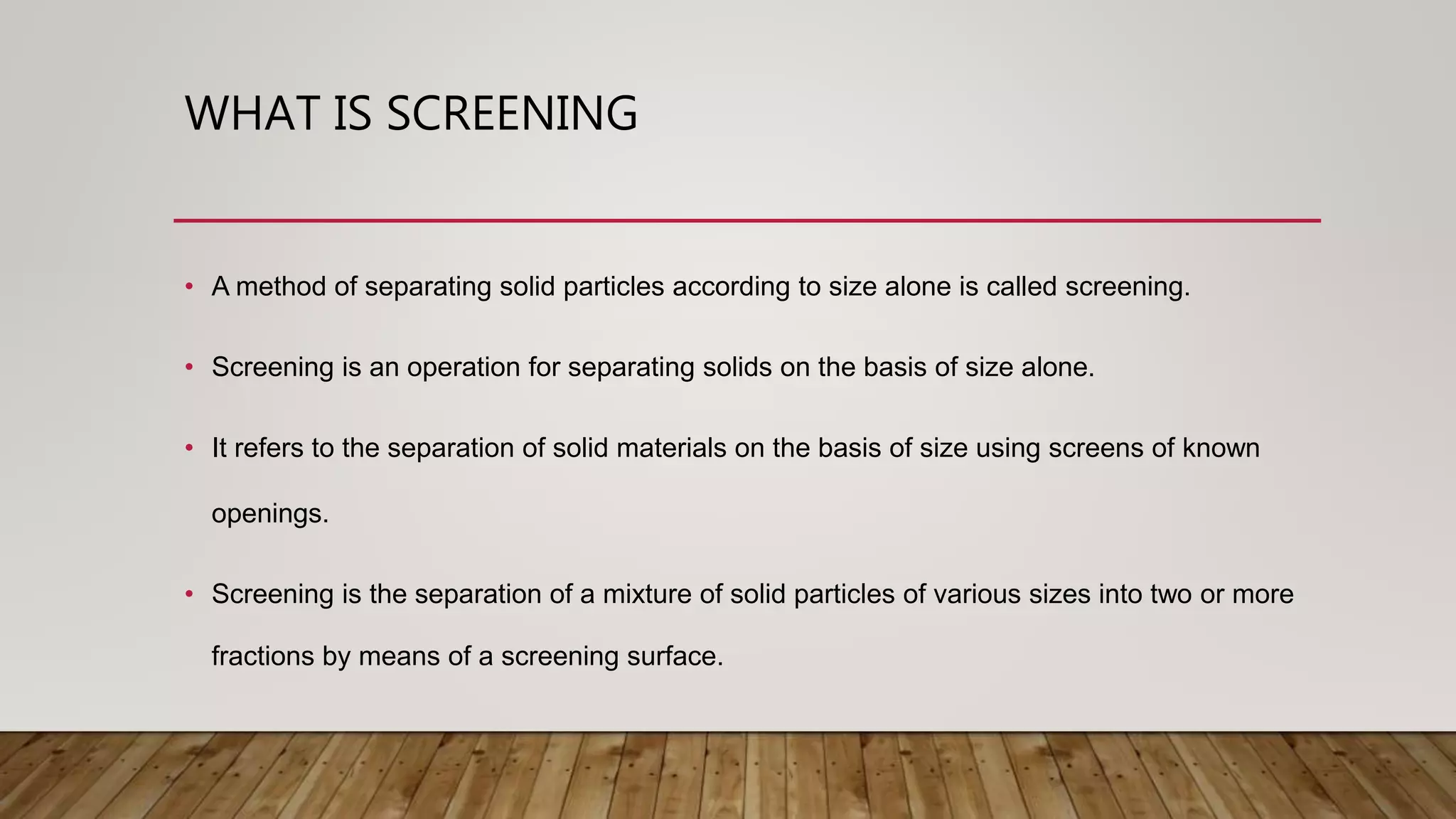 Different type of screening equipment and their application in chemical ...