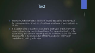 Different Type of Test for The Purpose of Counselling (https://www ...