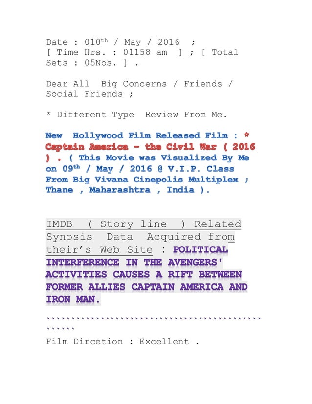 * Different type review from me for new big movie captain america civil ...