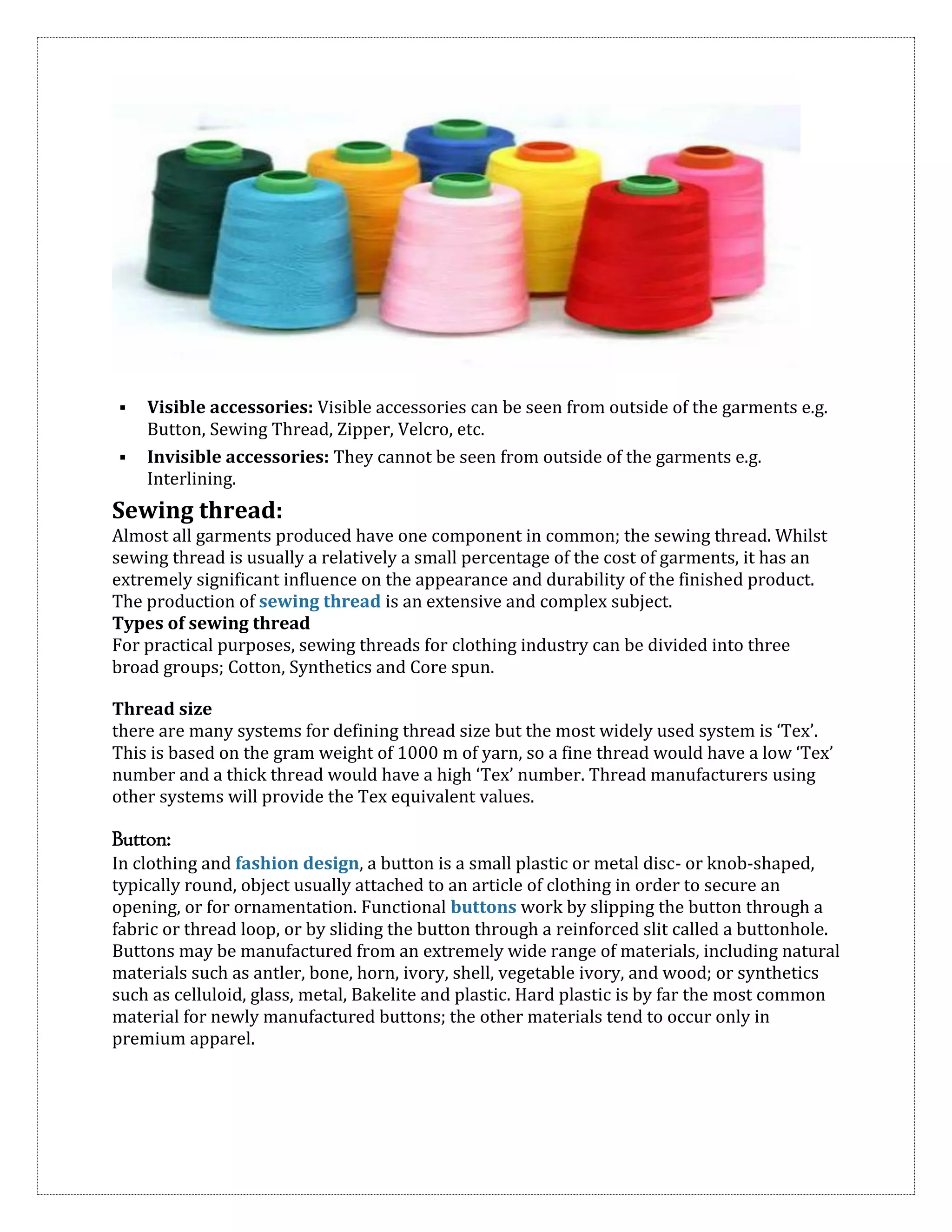 Different types of accessories used in garments | PDF