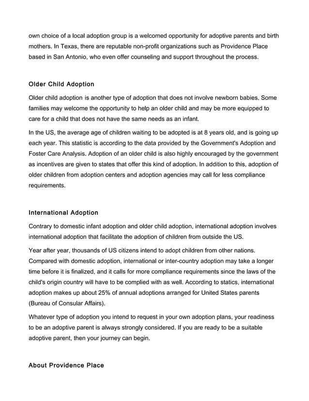 Different types of adoption | DOC | Adoption and Fostering | Parenting