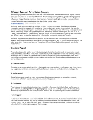 Different types of advertising appeals | PDF