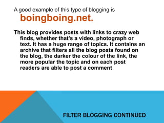 Different types of blog | PPTX | Internet for Beginners | Internet