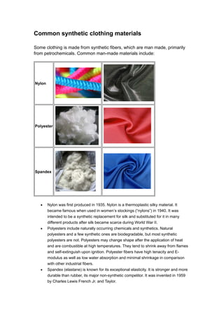 Different Types Of Clothing Materials With Pictures & Their Uses | PDF