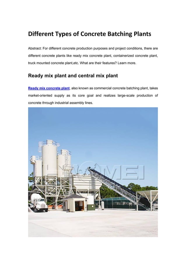Different Types of Concrete Batching Plants | PDF