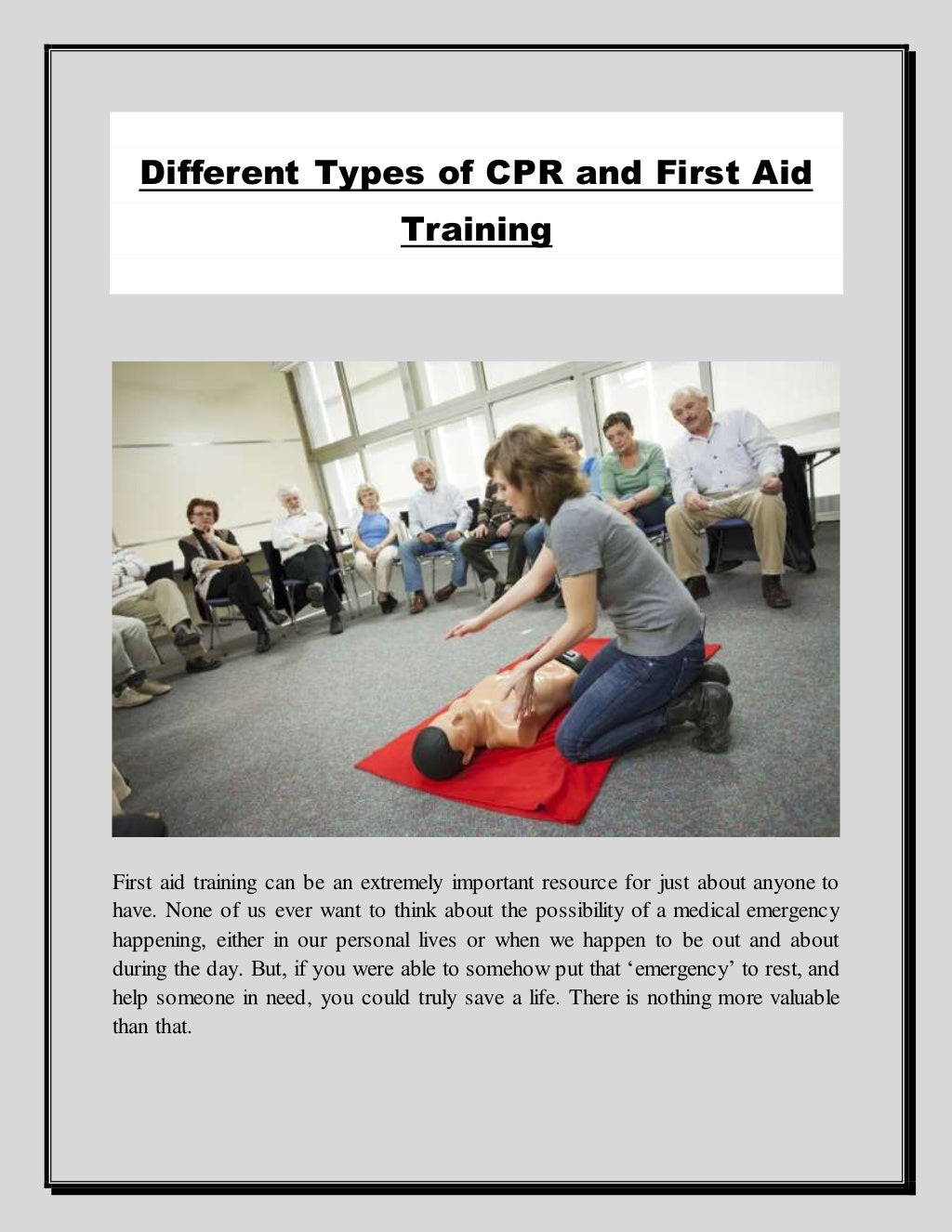 Different Types of CPR and First Aid Training