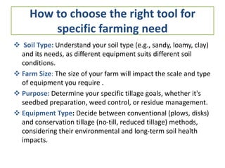 Different types of Equipments used in tillage and their functions ...
