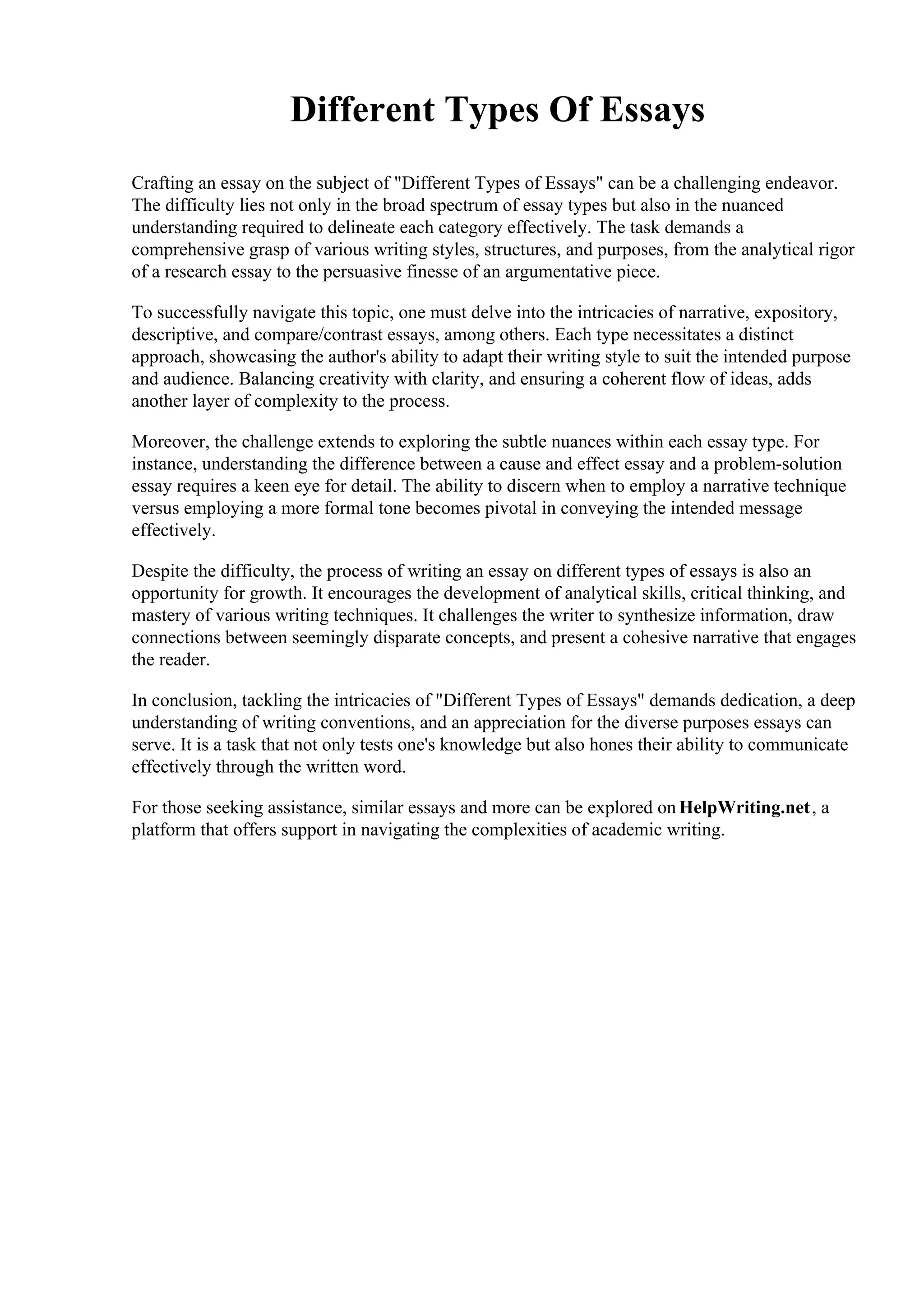 Different Types Of Essays | PDF