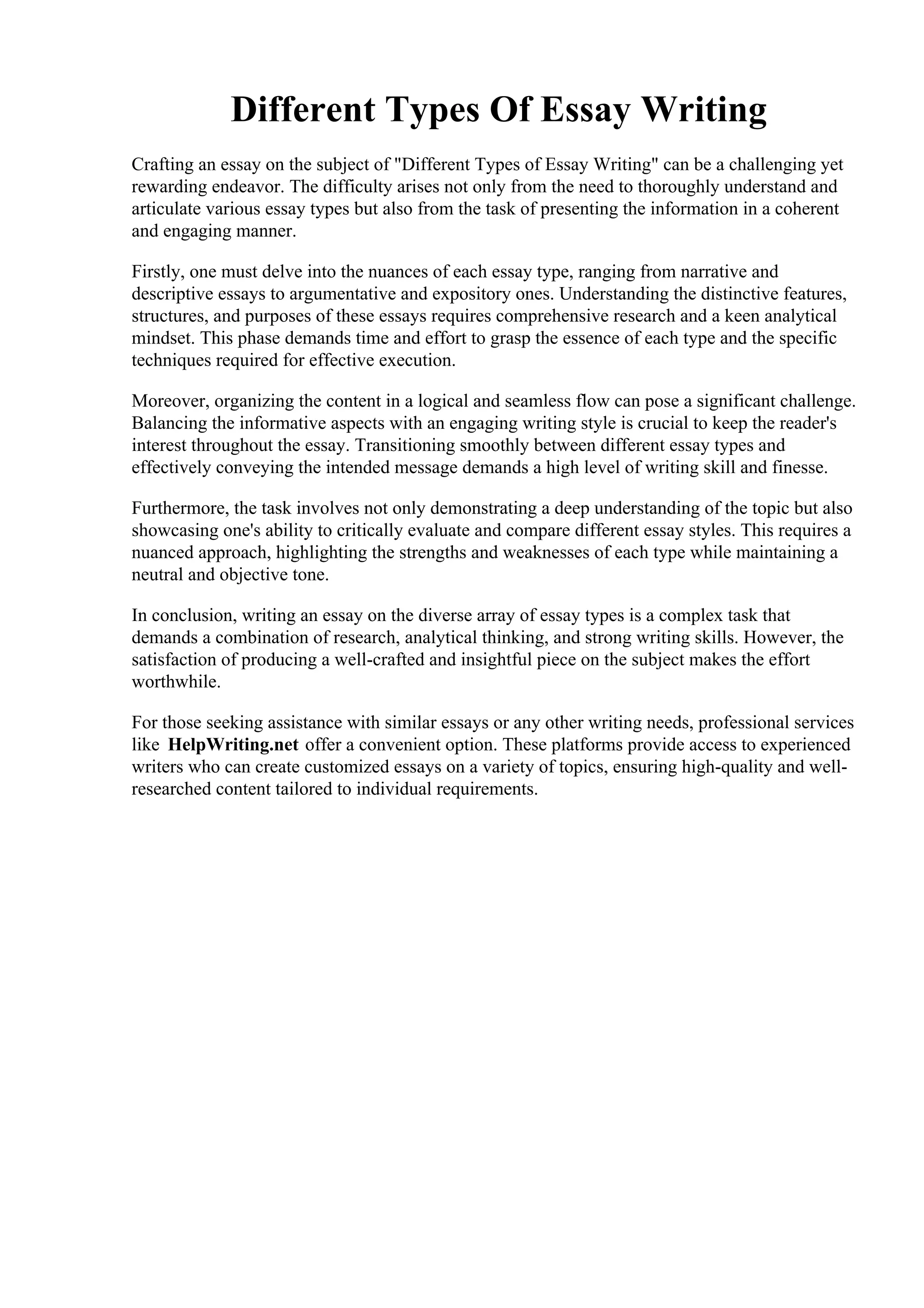 Different Types Of Essay Writing. 4 Outstanding Types of Essay Writing ...