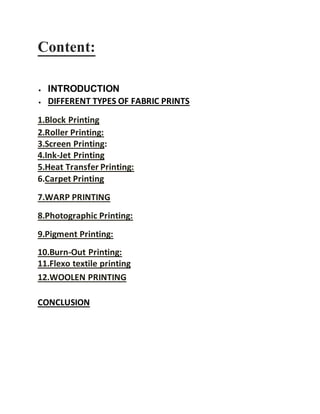 Different types of fabric prints | DOCX