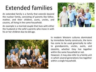Different types of families | POT