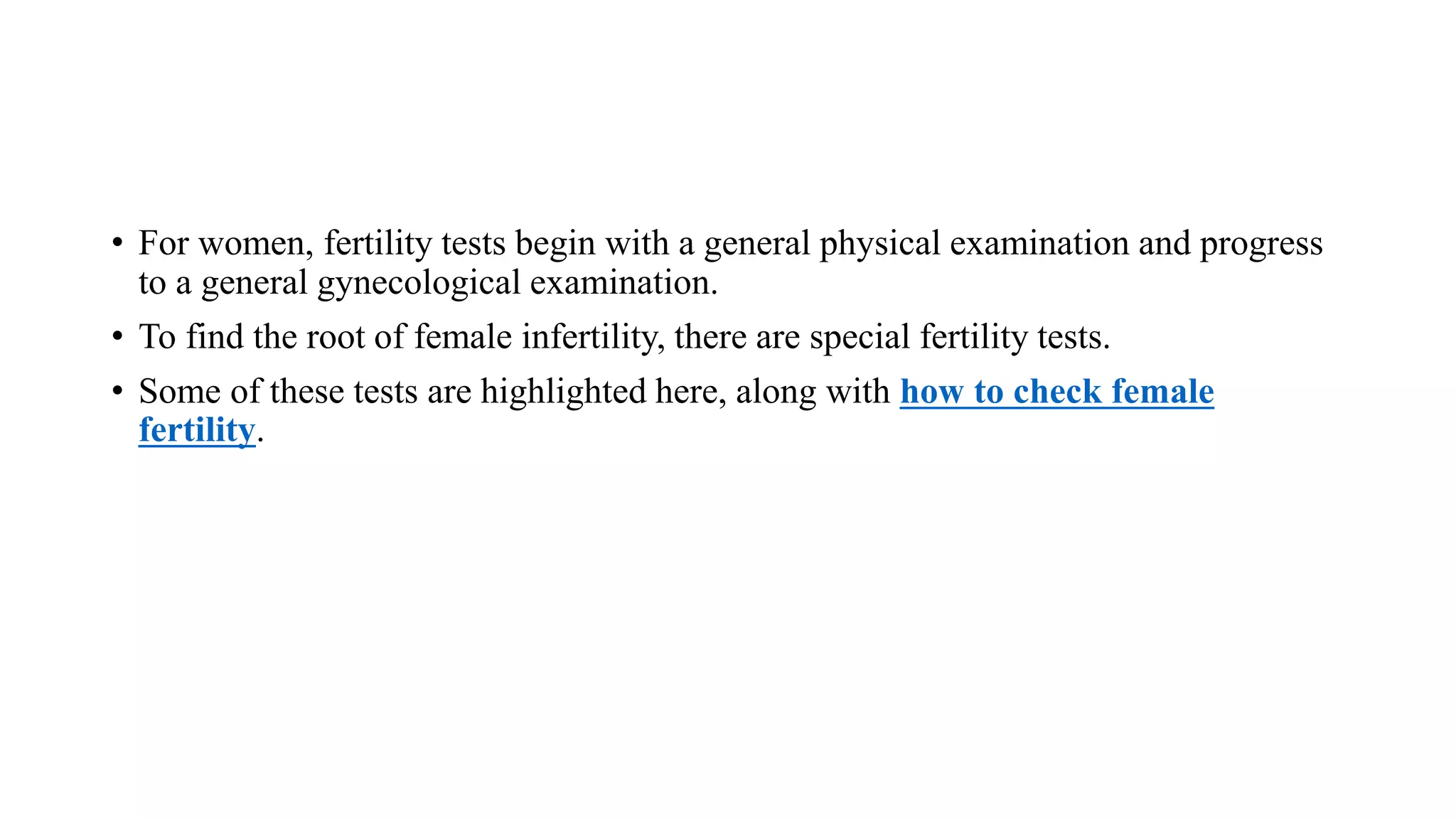 Different Types of Female Fertility Tests | PPT