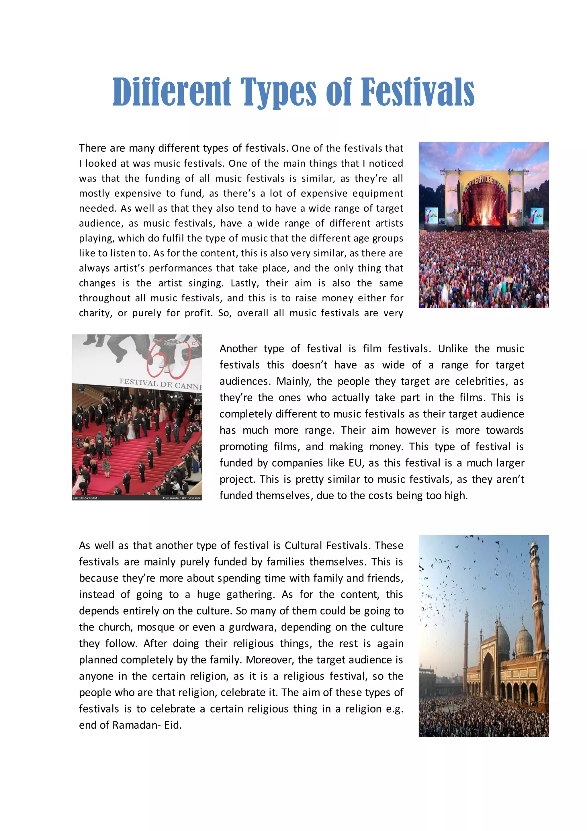 Different Types of Festivals | ODT