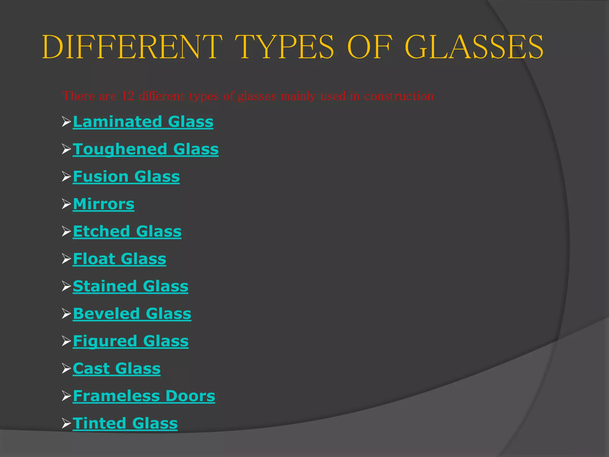 Different types of glasses | PPTX