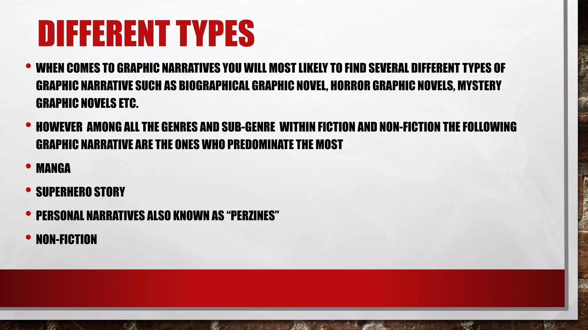 Different types of graphic narrative | PPTX