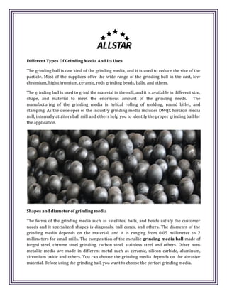 Different types of grinding media and its uses | PDF