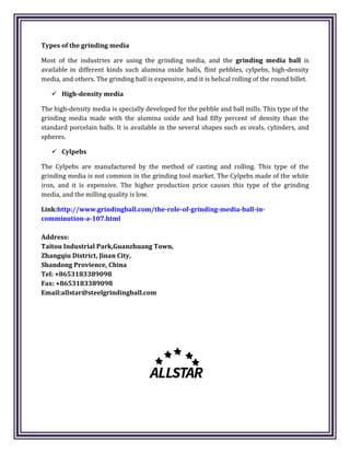 Different types of grinding media and its uses | PDF