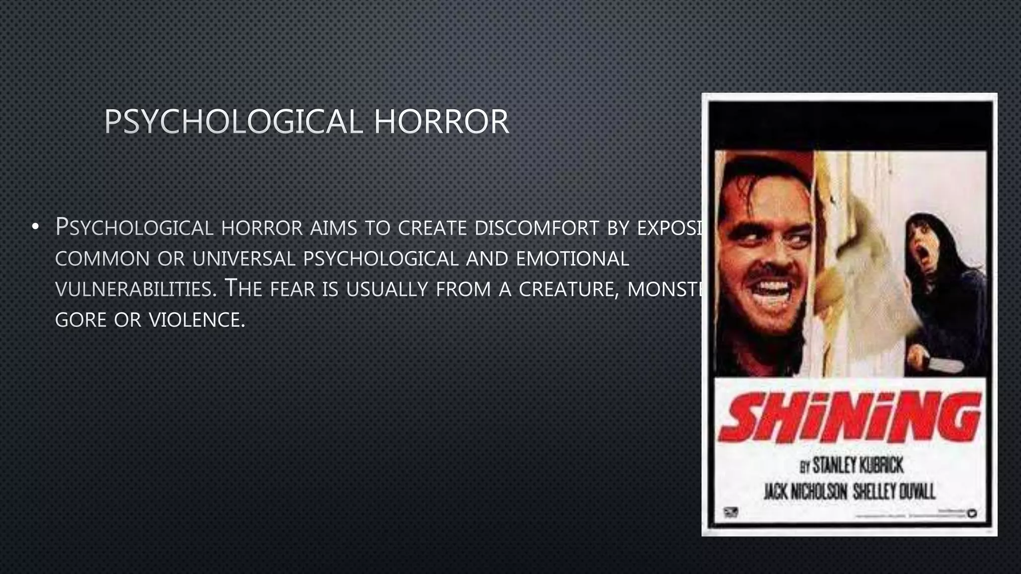 Different types of horror genres | PPTX | Horror | Genres