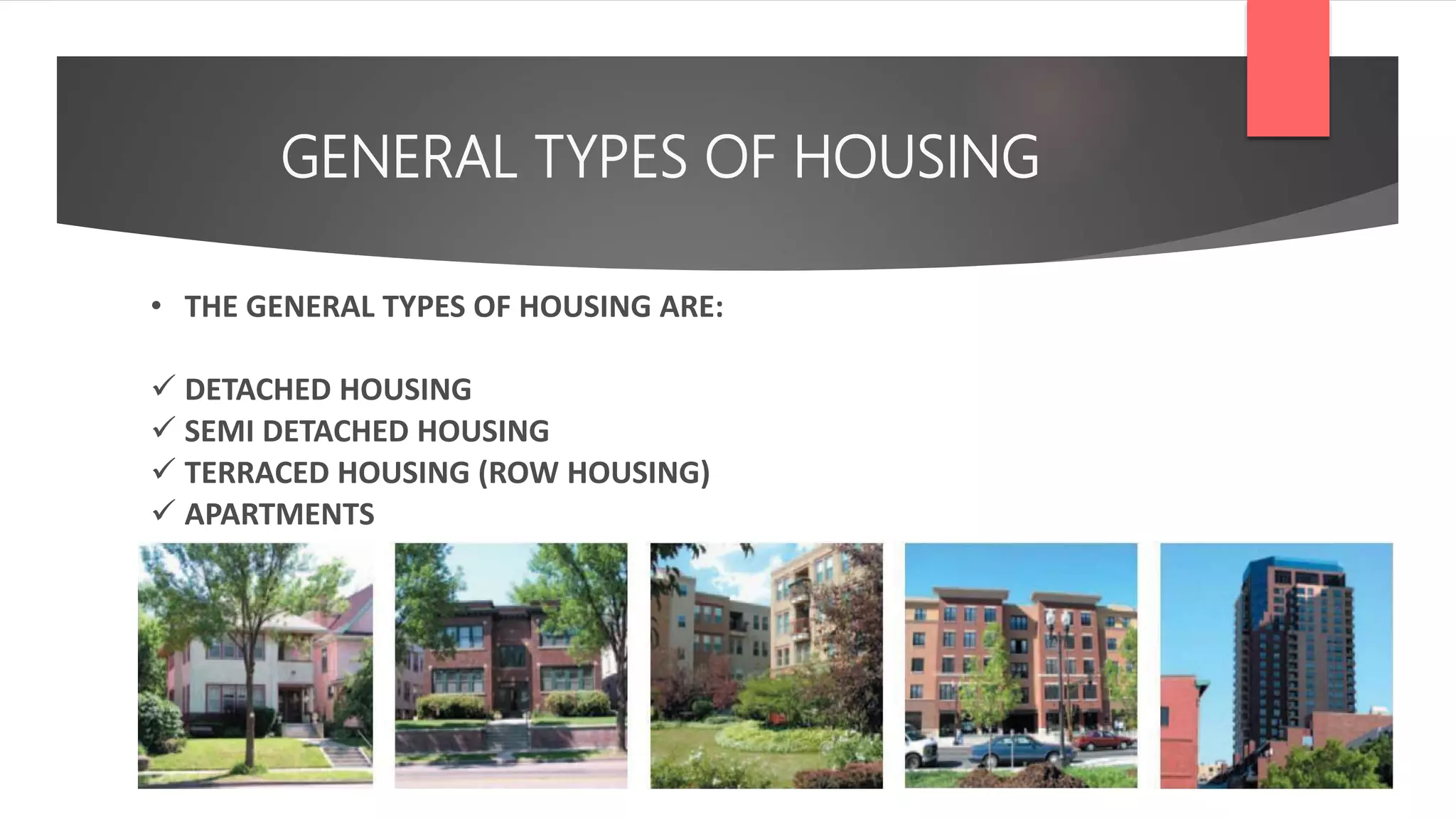 Different types of housing and housing standards | PPTX