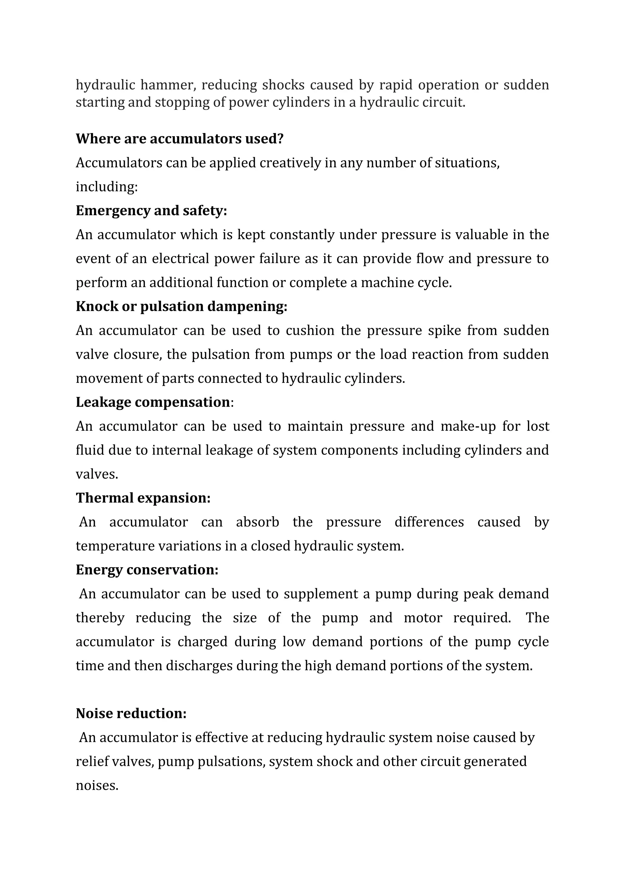 Different types of hydraulic accumulators | PDF