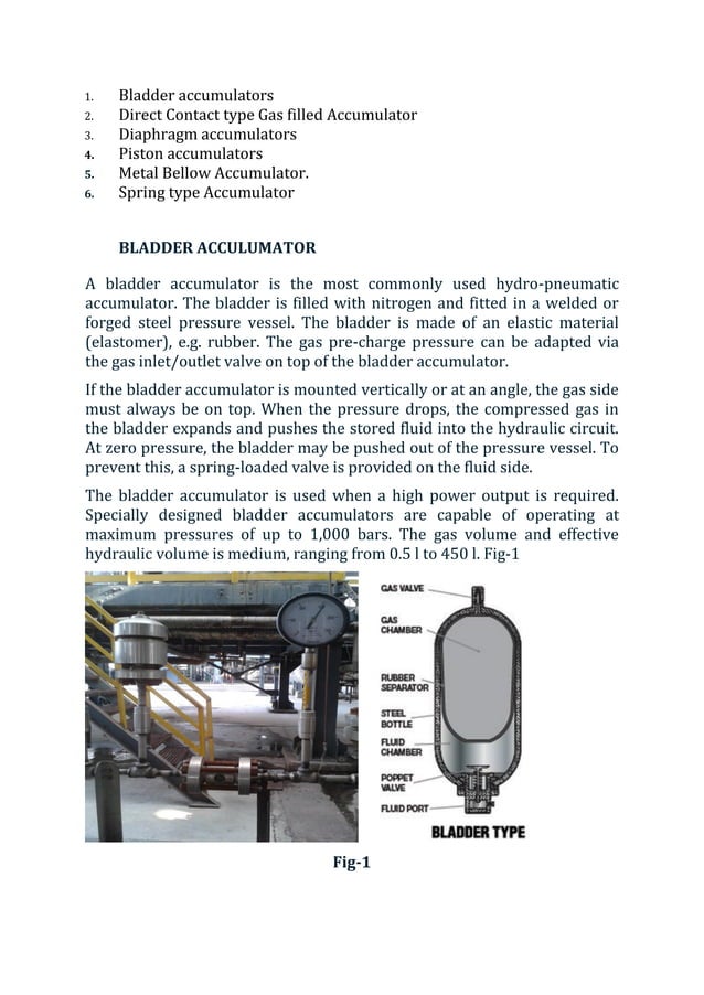 Different types of hydraulic accumulators | PDF