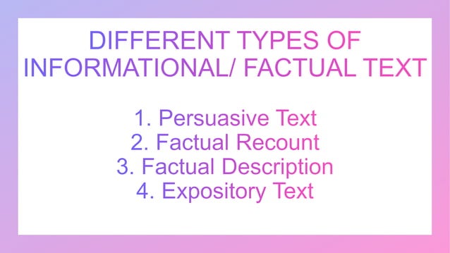 Different types of informational text | PPTX