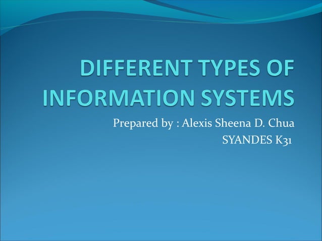 Different Types of Information Systems Alexis Chua SYANDES K31 | PPT