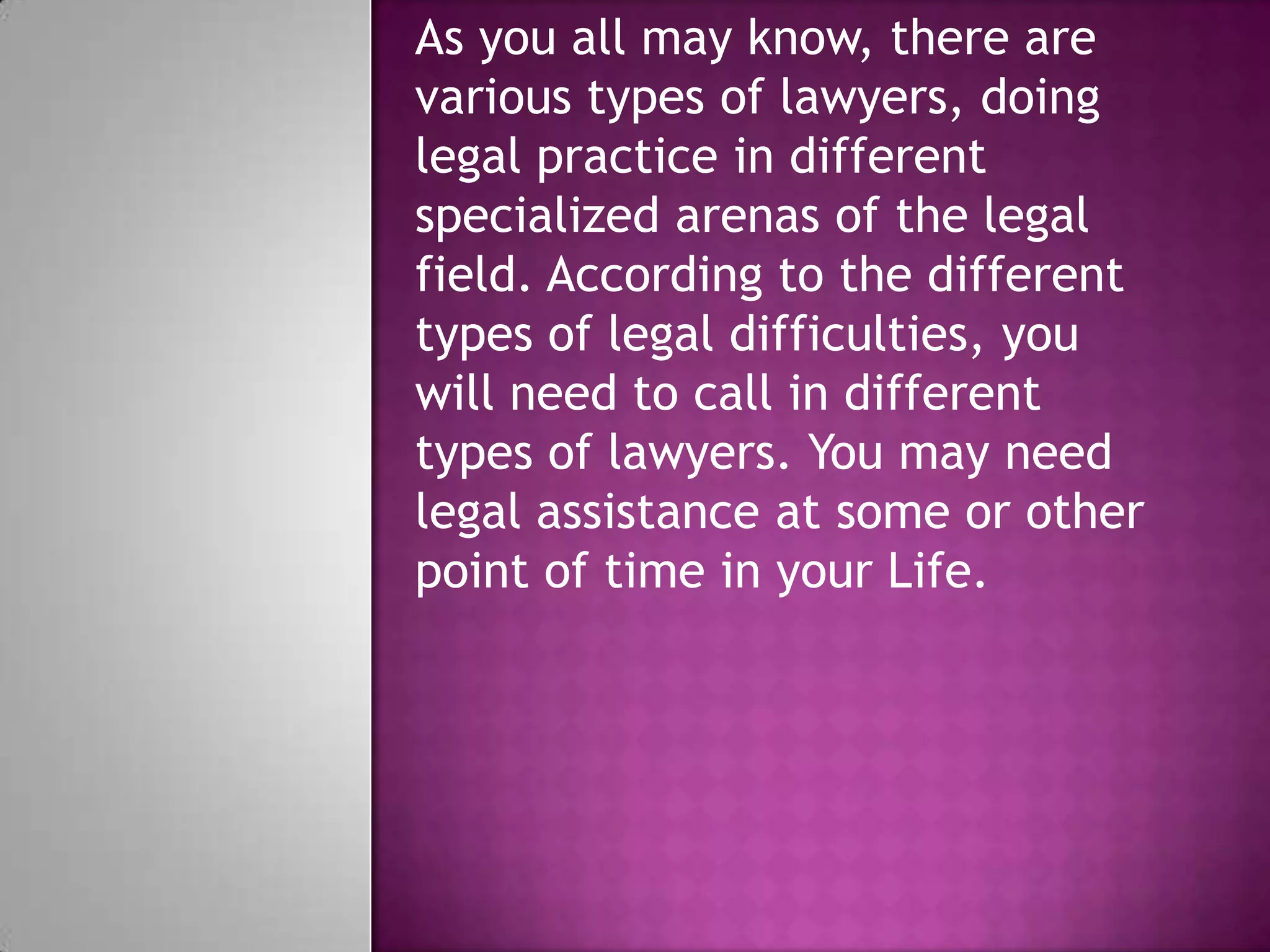 Different types of lawyer | PPTX