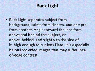 Different types of lighting and sound | PPTX