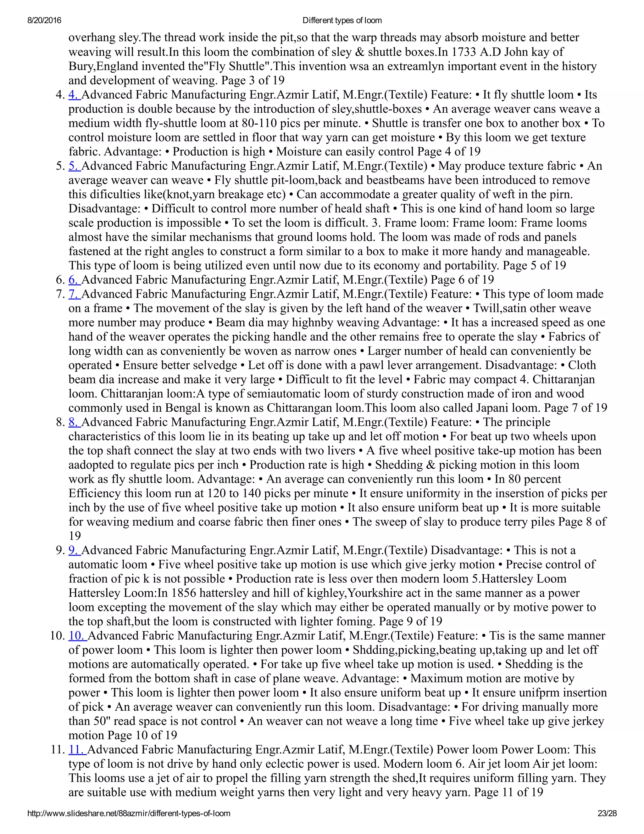 Different types of loom | PDF