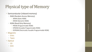 Different types of memory and hardware designs of RAM and ROM | PPTX ...