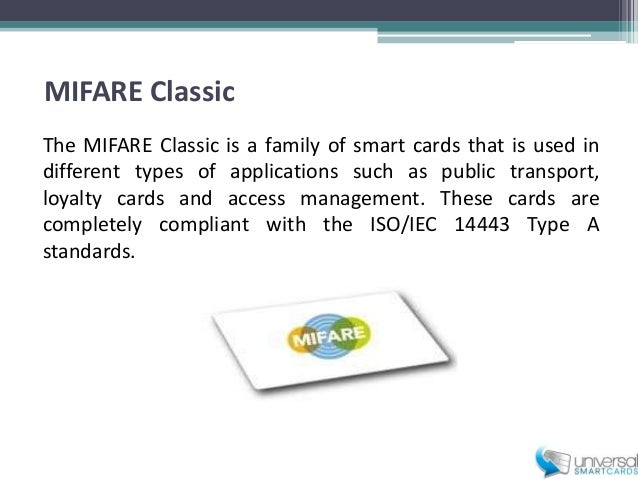 Different types of mifare contactless smart cards
