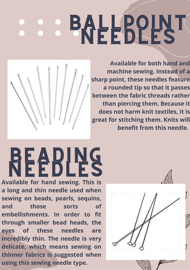 DIFFERENT TYPES OF NEEDLES COMPILATION/PORTFOLIO | PDF