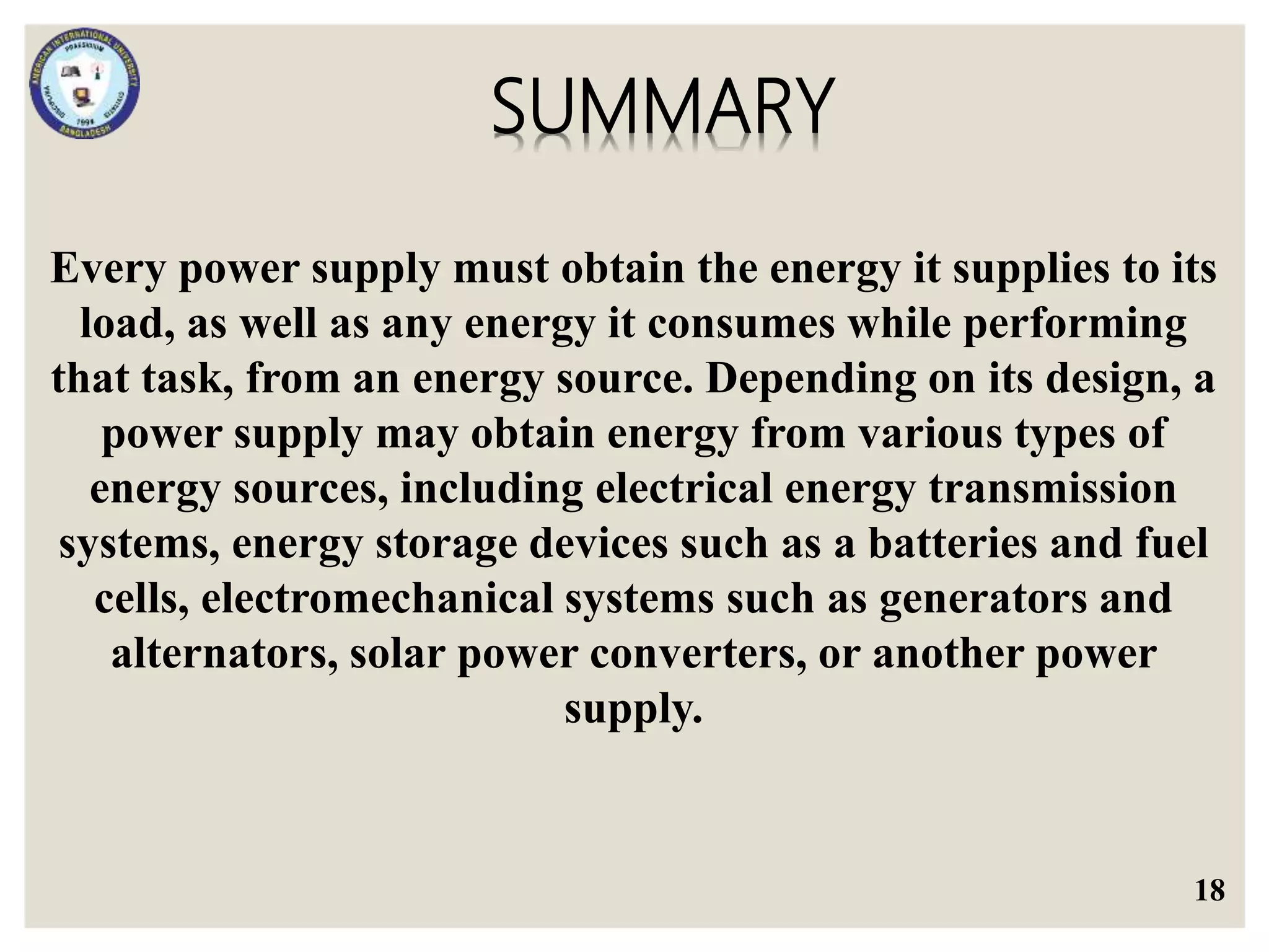 Different types of power supply circuits | PPTX