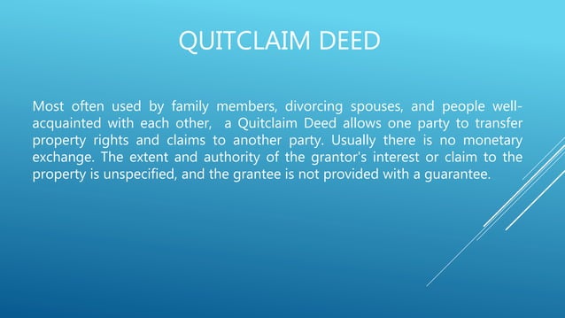 Different Types Of Property Transfer Deeds | PPTX